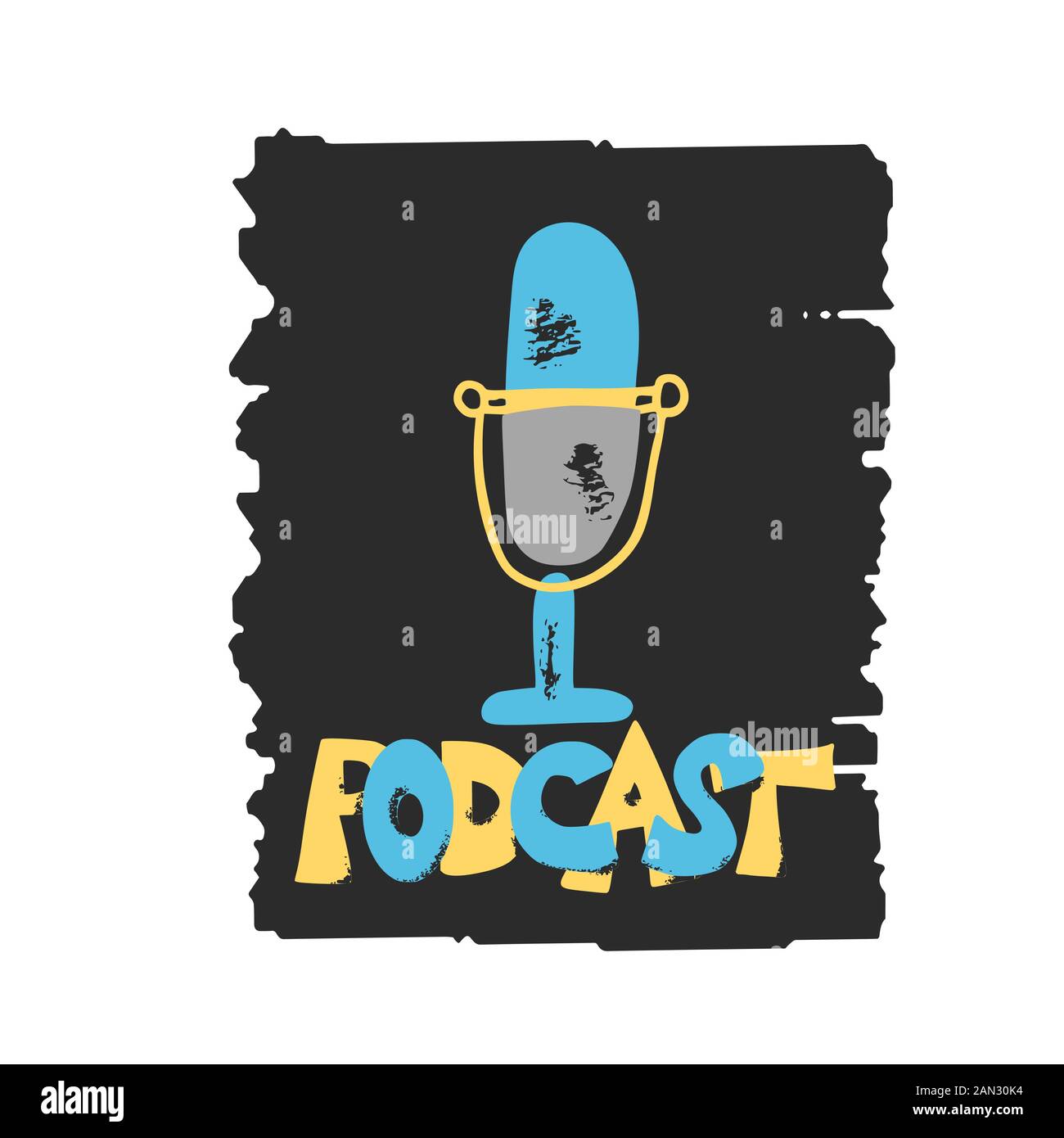 Podcast concept. Text and logo. Studio microphone and lettering. Vector ...
