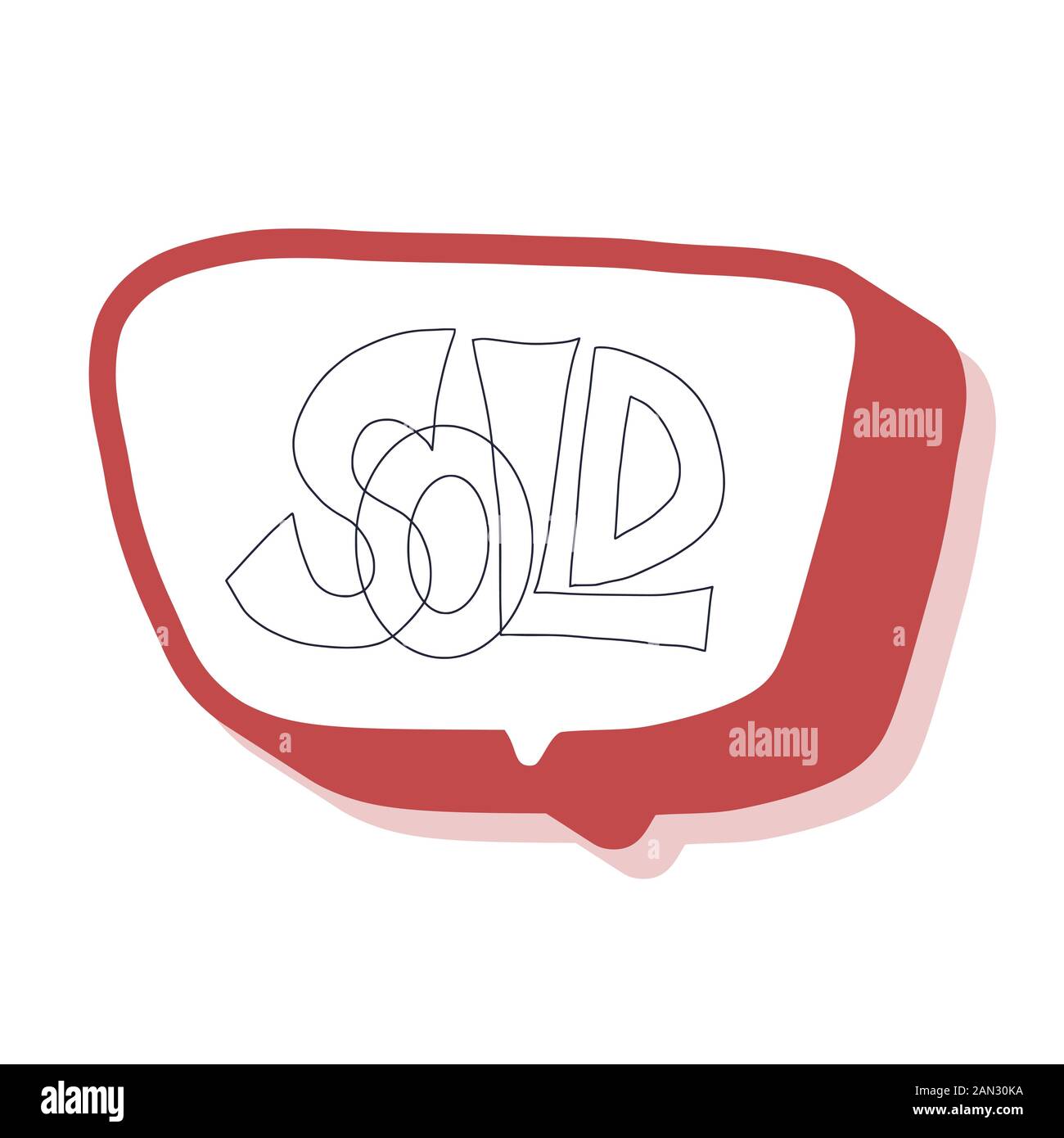 Sold text with speech bubble isolated. Vector stylized lettering ...