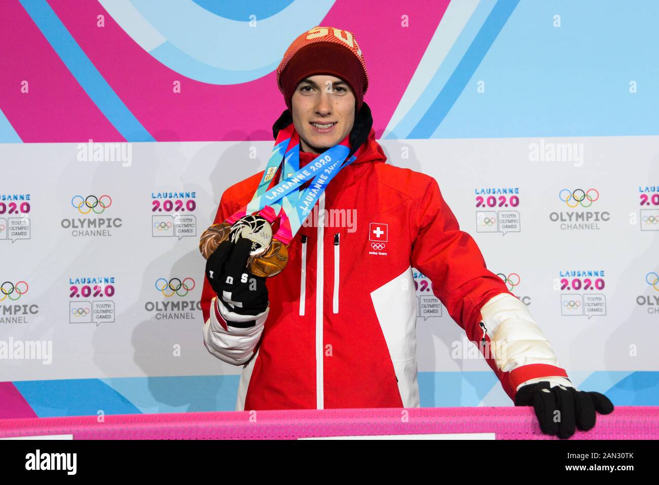 Lausanne, Switzerland. 15th Jan, 2020. Ski racer Luc Roduit of ...