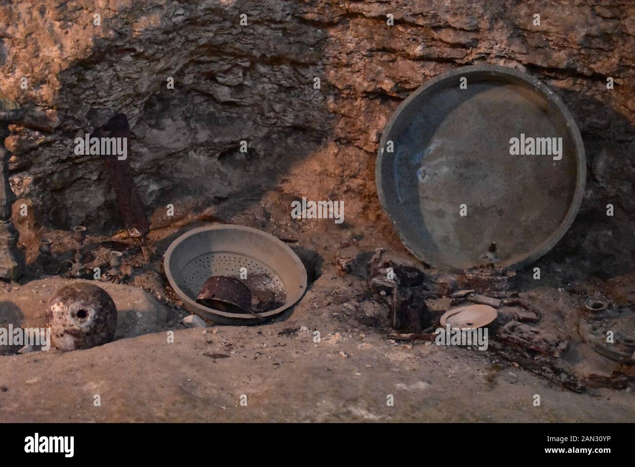 Ancient cooking tools in greek church of the annunciation cave nazareth ...