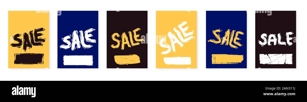 Sale flyer set. Hand drawn template with text. Vector illustration ...