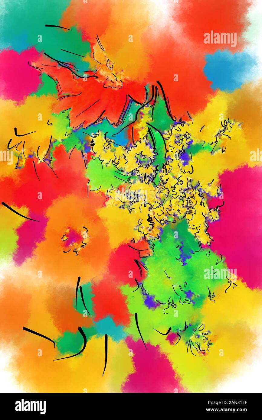 Creative illustration of flowers with blending effects Photoshop Stock ...