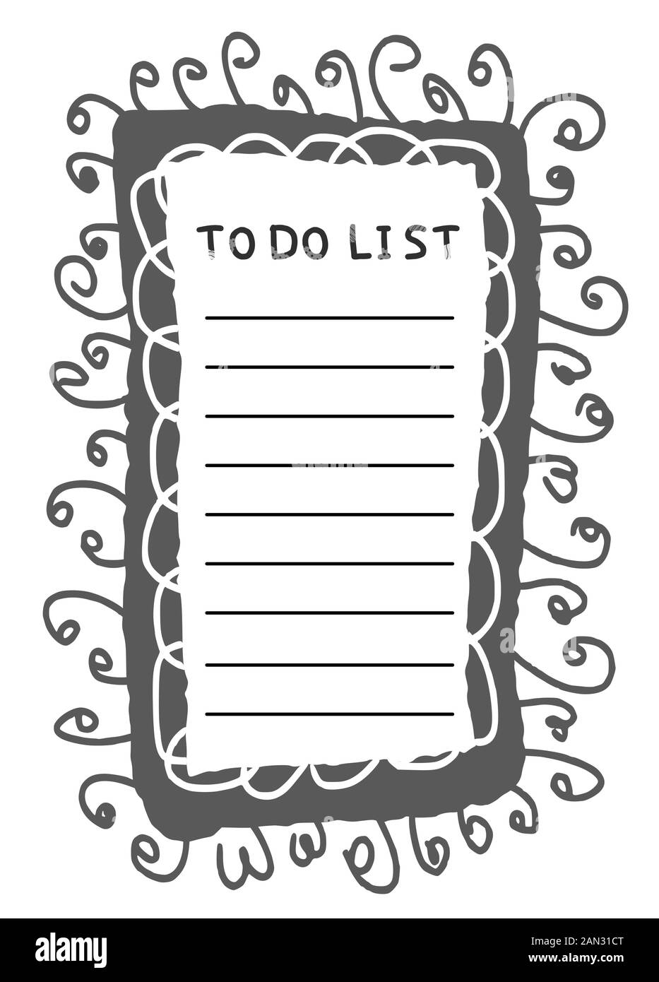 To do list template. Hand drawn reminder blank with copy space for text ...