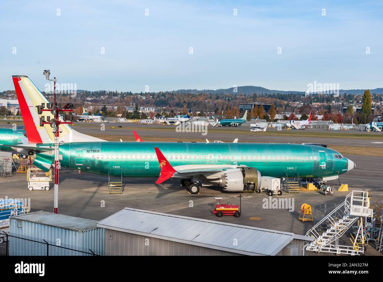 Newly assembled 737 MAX airplanes undergo final pre-flight testing on ...