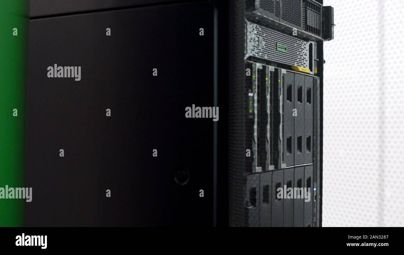 Database storage in server room, cloud computing, information systems ...