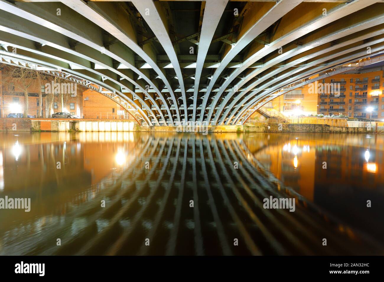 An abstract underneath Crown Point Bridge in Leeds, which crosses the ...