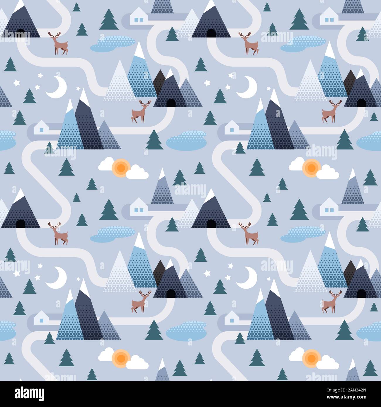 Winter landscape mountain house Stock Vector Images - Alamy