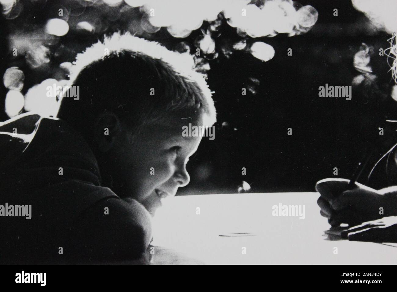Fine vintage seventies black and white photography of a boy smiling a ...