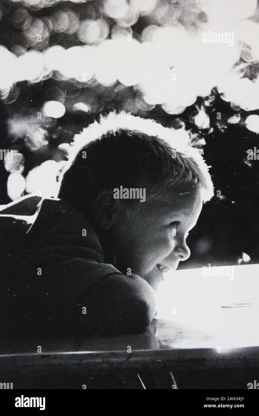 Fine vintage seventies black and white photography of a boy smiling a ...