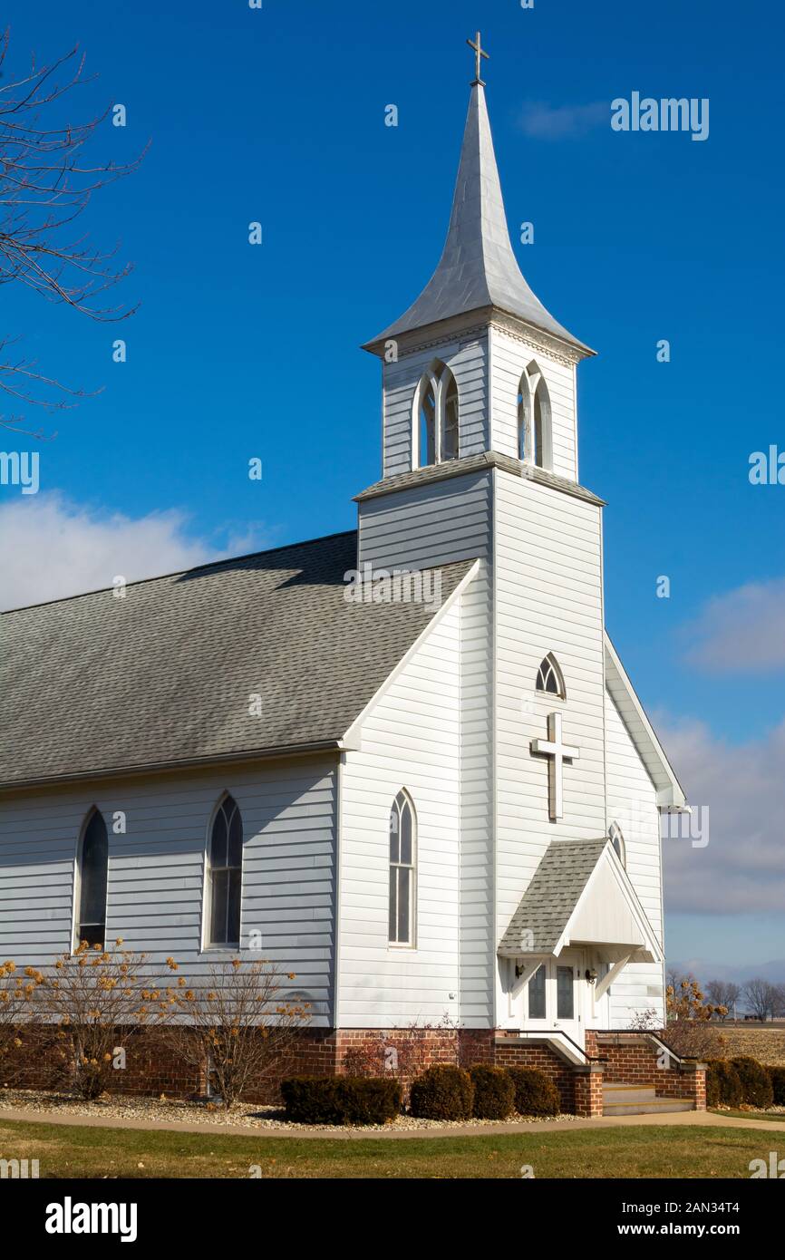 Beautiful wooden church in small Midwest town. Putnam County, Illinois ...
