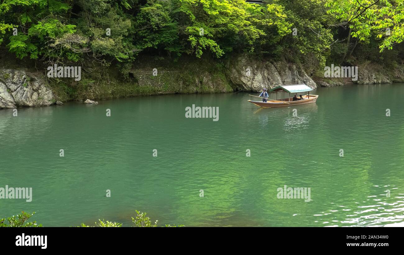 tour boat on the katsura river of kyoto Stock Photo - Alamy