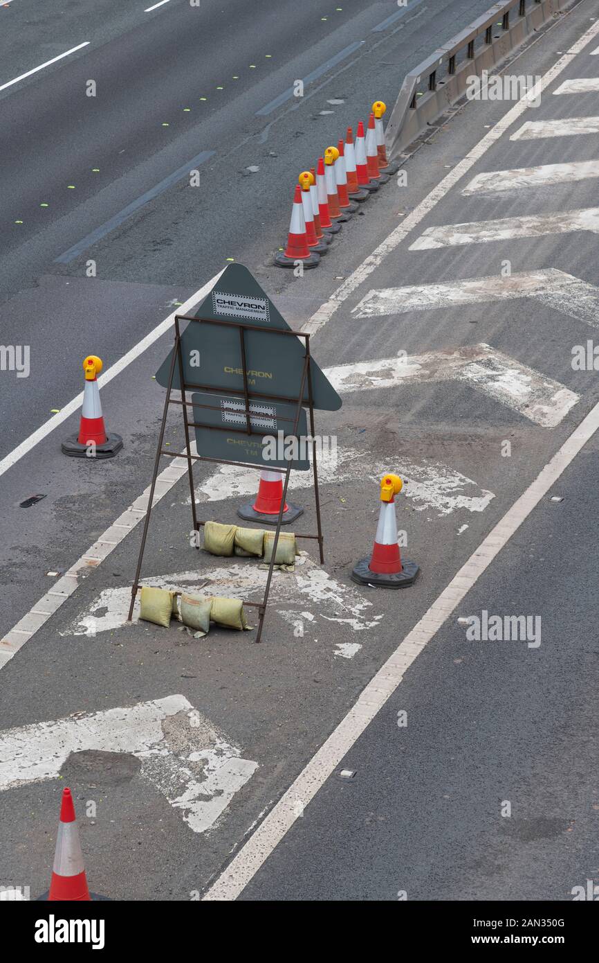 Roadworks on a Motorway Stock Photo - Alamy