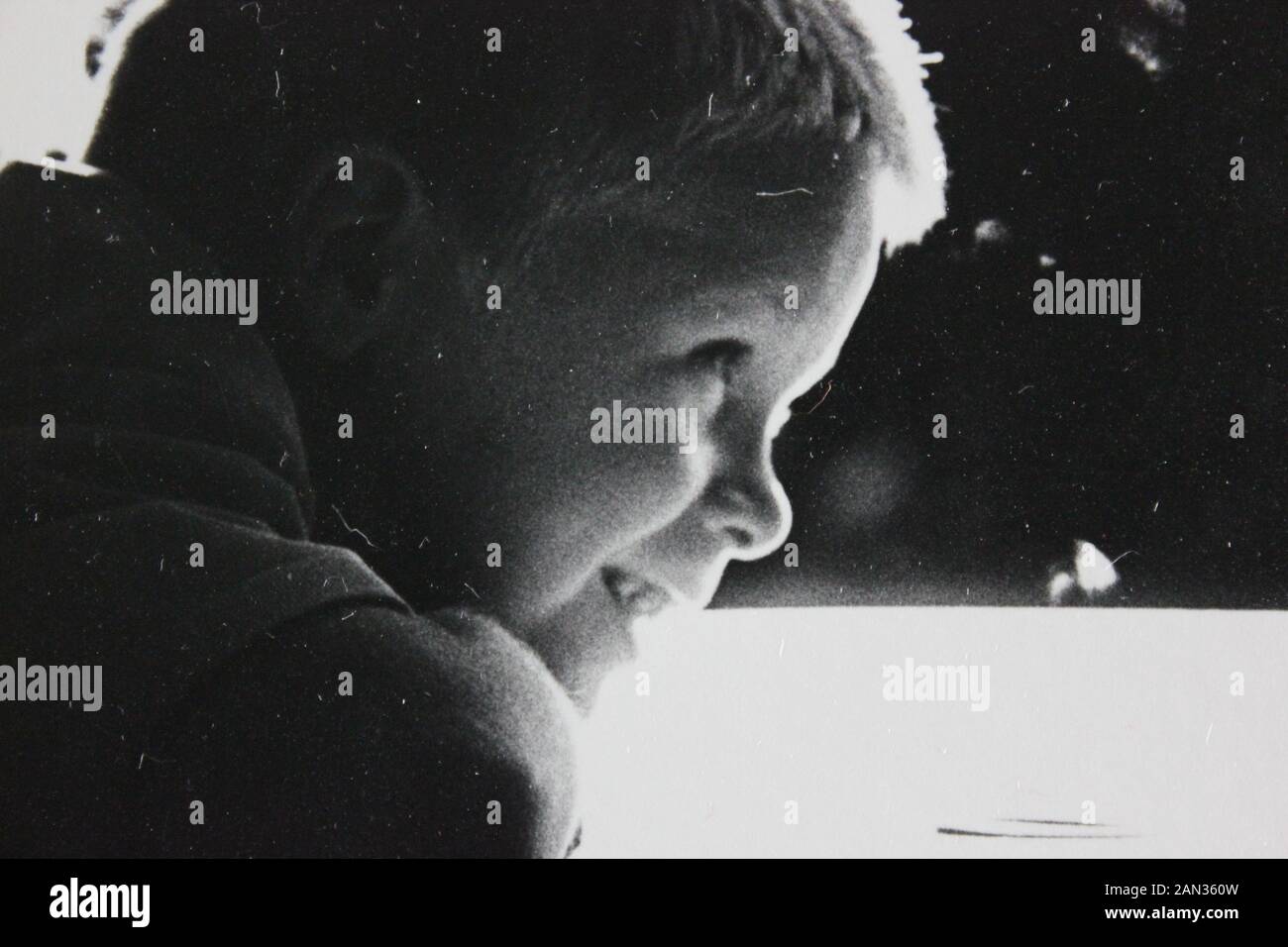 Fine vintage seventies black and white photography of a boy smiling a ...
