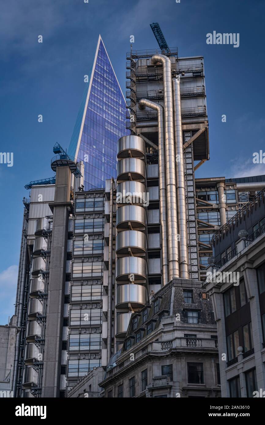 The Lloyd's building and The Scalpel in The City of London Stock Photo ...