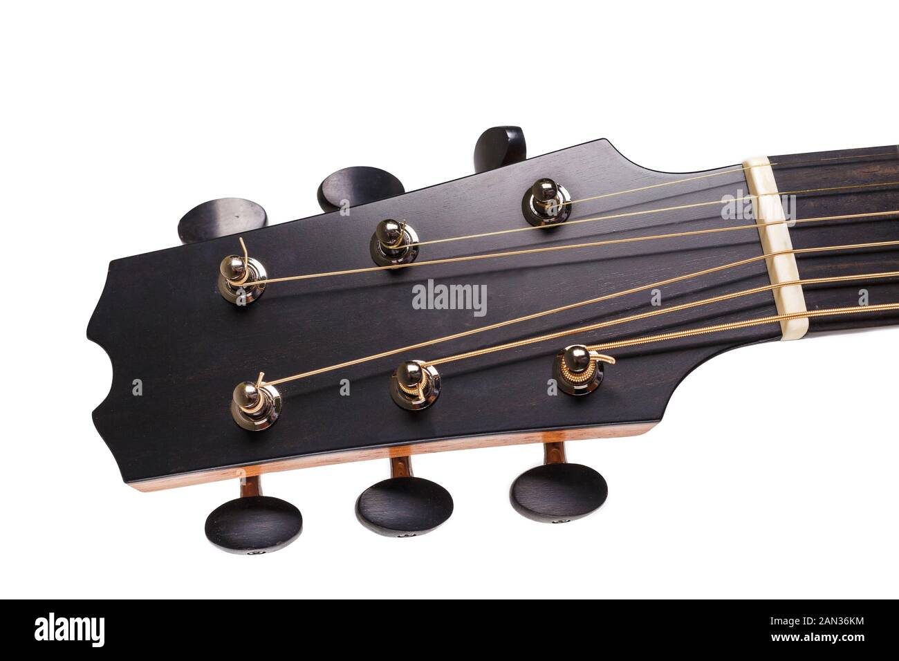 wood texture of lower deck of six strings acoustic guitar on white ...