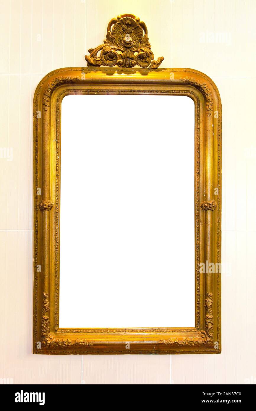 Rustic retro gold mirror frame with ornaments Stock Photo - Alamy