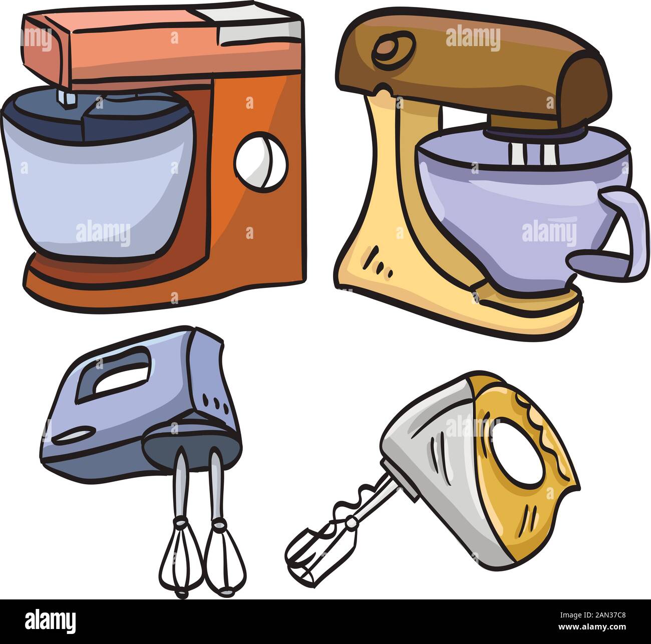 collection of four different mixers at the white background Stock ...