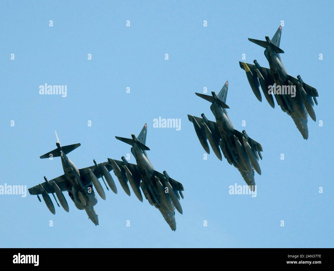 The U.K's joint force Harrier squadron return to RAF Cottesmore in ...