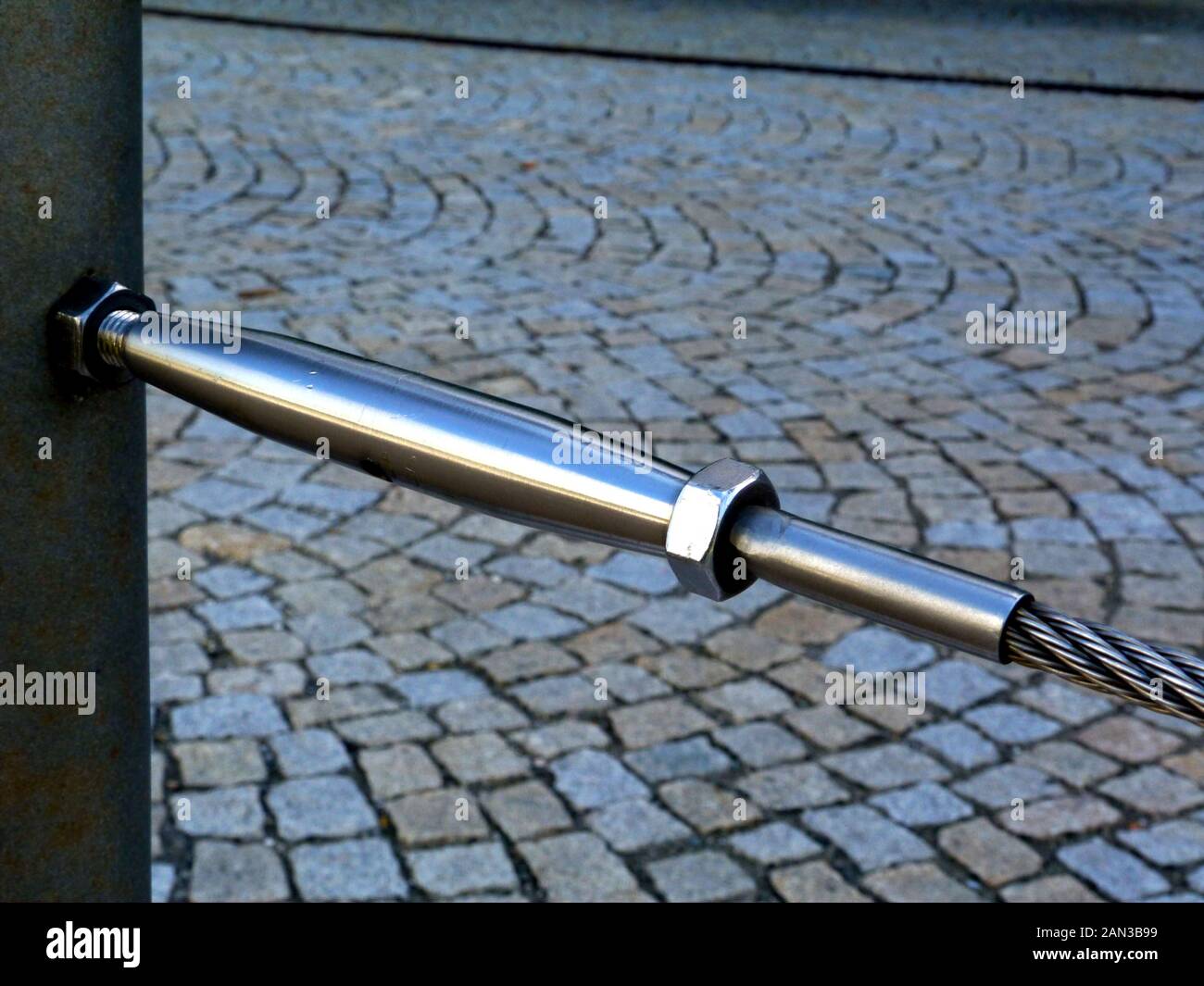 stainless steel turnbuckle. wire cable rope connection in abstract view ...