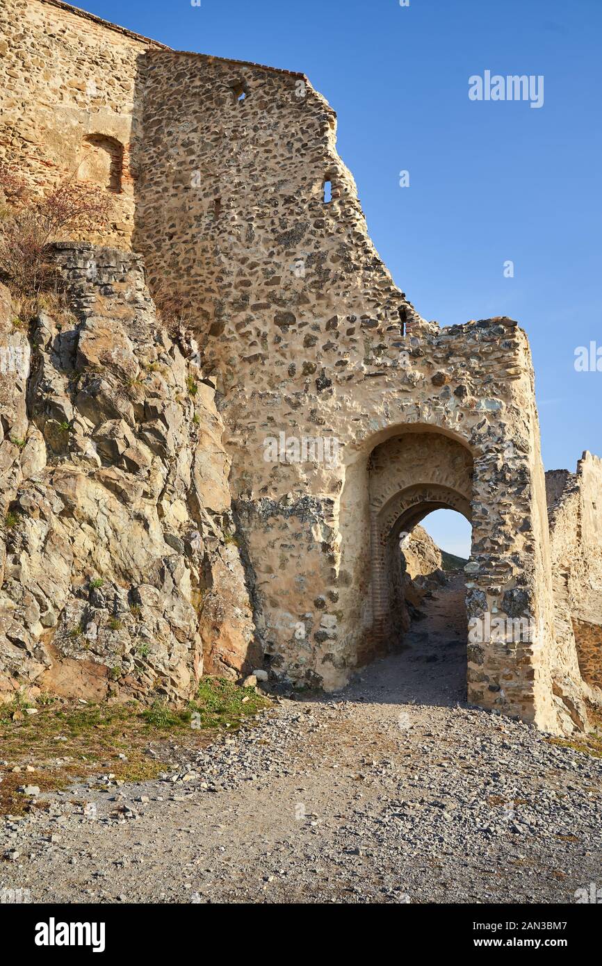 Medieval fortress in gothic style with stone walls Stock Photo - Alamy