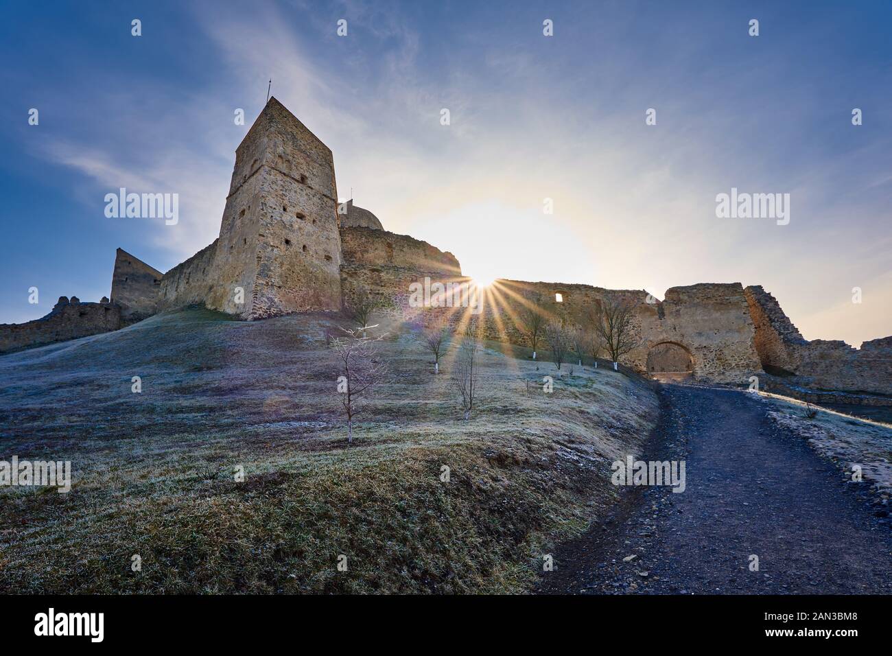 Medieval fortress in gothic style with stone walls Stock Photo - Alamy