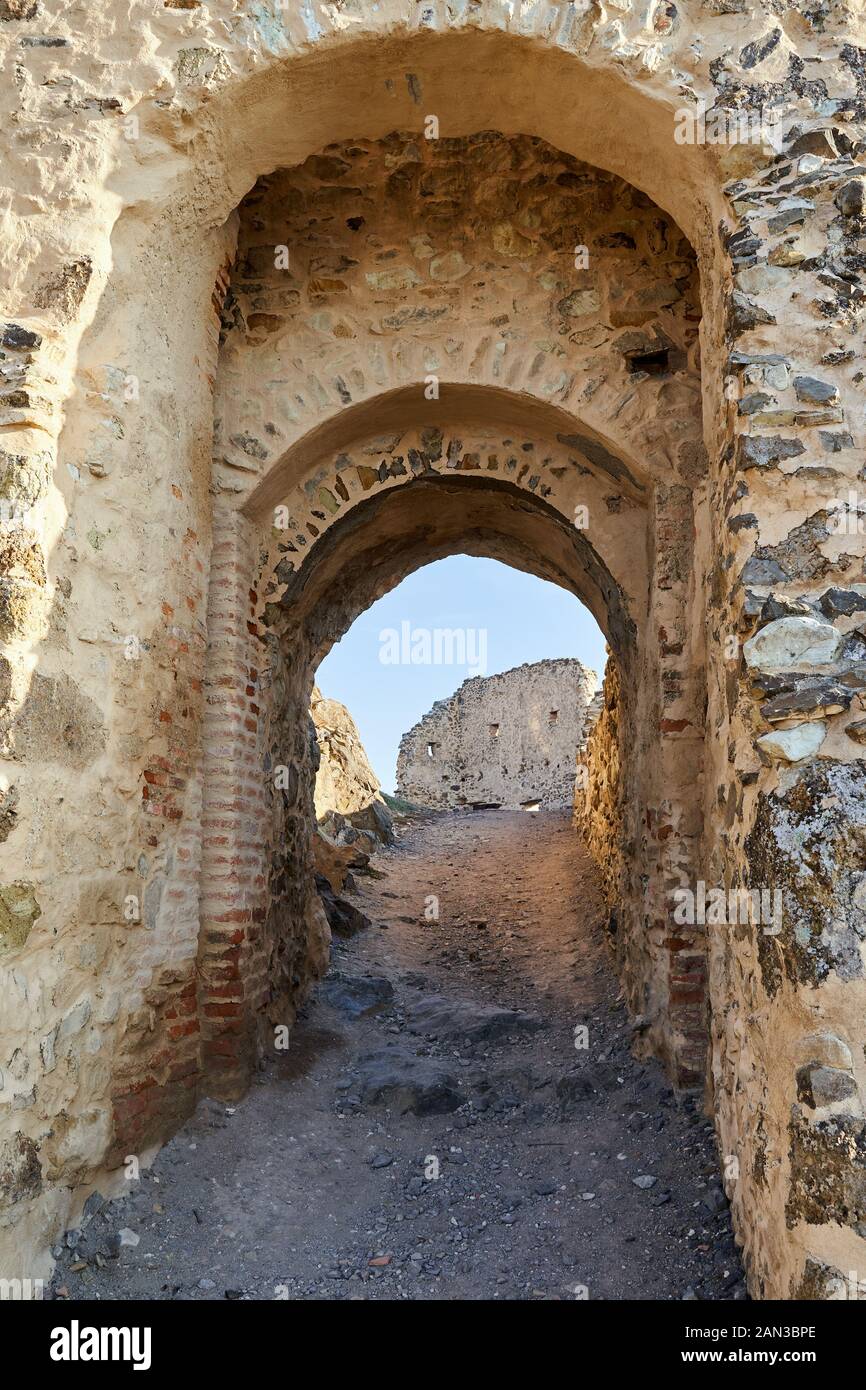 Medieval fortress in gothic style with stone walls Stock Photo - Alamy
