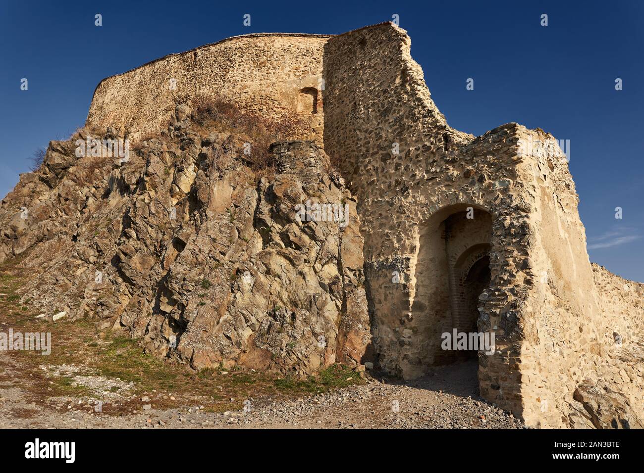 Medieval fortress in gothic style with stone walls Stock Photo - Alamy