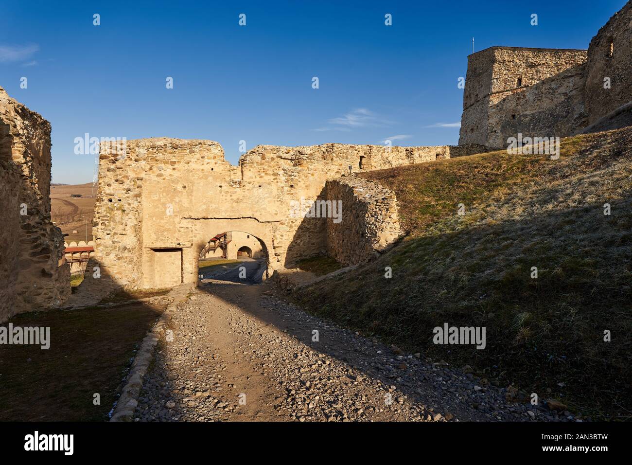 Medieval fortress in gothic style with stone walls Stock Photo - Alamy