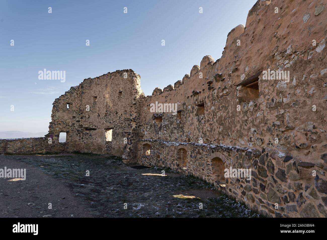 Medieval fortress in gothic style with stone walls Stock Photo - Alamy