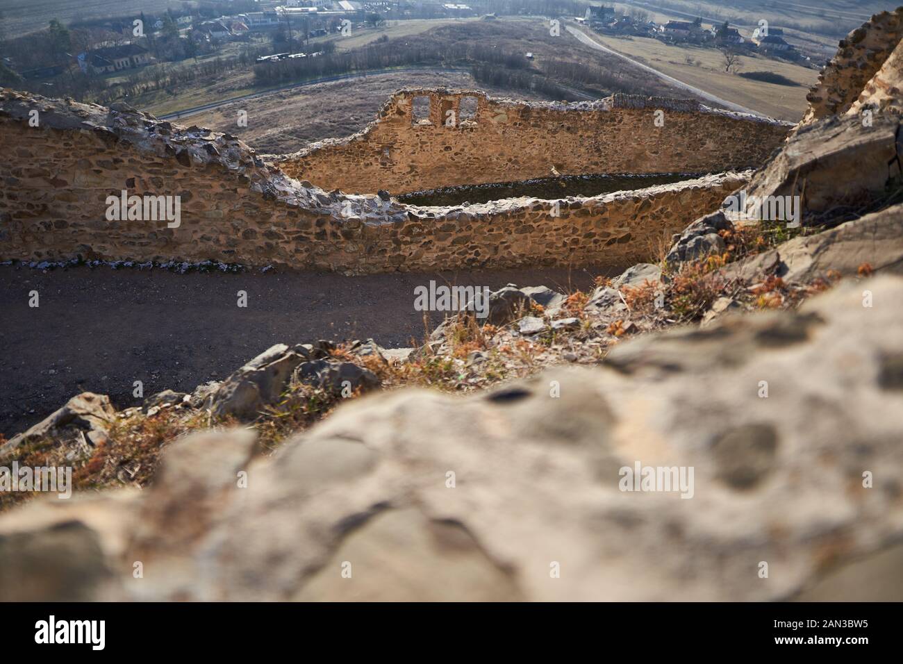 Medieval fortress in gothic style with stone walls Stock Photo - Alamy