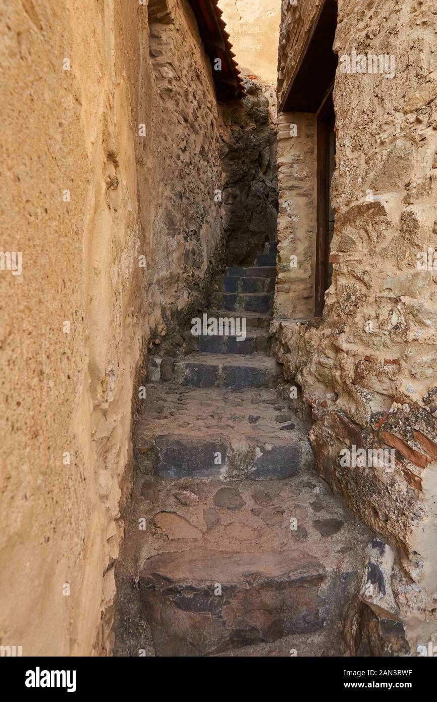 Medieval fortress in gothic style with stone walls Stock Photo - Alamy