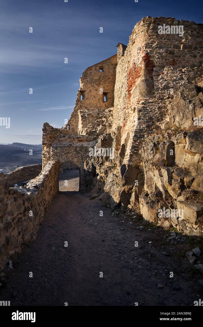 Medieval fortress in gothic style with stone walls Stock Photo - Alamy