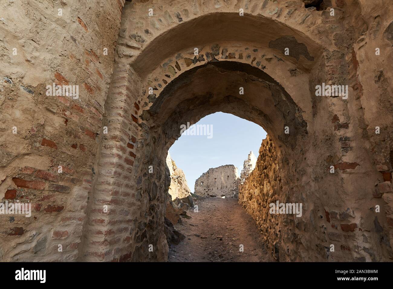 Medieval fortress in gothic style with stone walls Stock Photo - Alamy