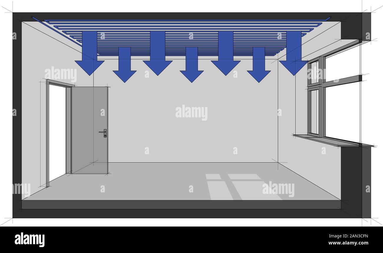Diagram of a room cooled with ceiling cooling Stock Vector Image & Art ...