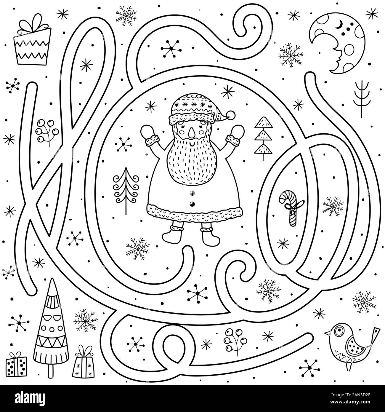 Christmas Color Pages Maze