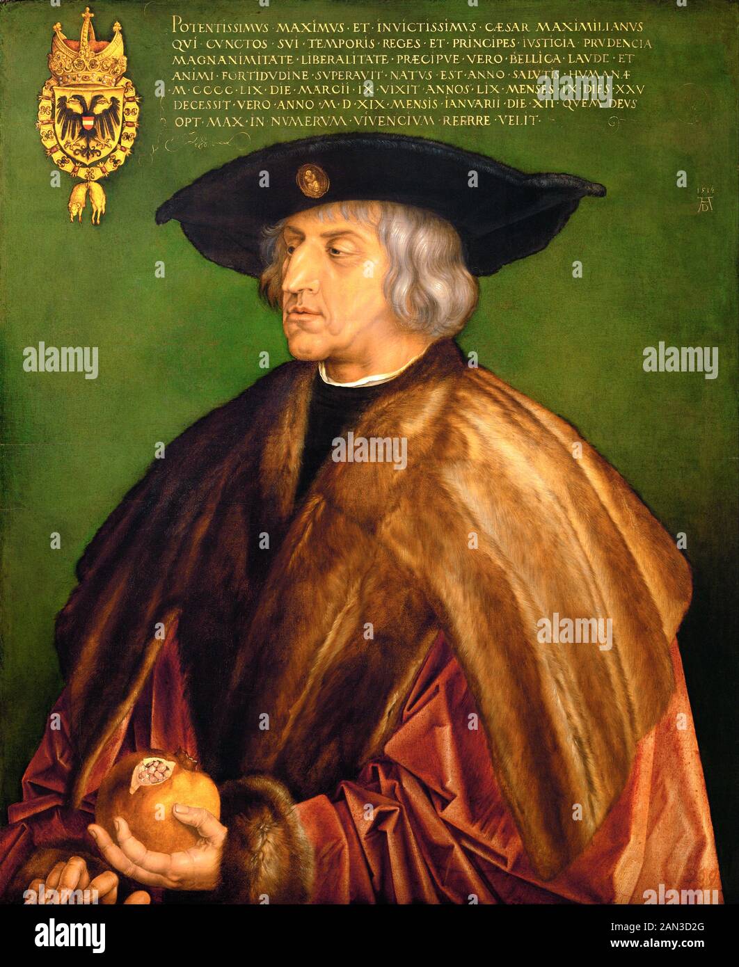MAXIMILIAN I, Holy Roman Emperor (1459-1519) by Albrecht Dürer,1519. He ...