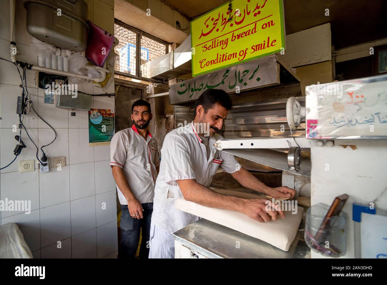 March 1, 2019: Baker man in traditional baker's shop producing ...