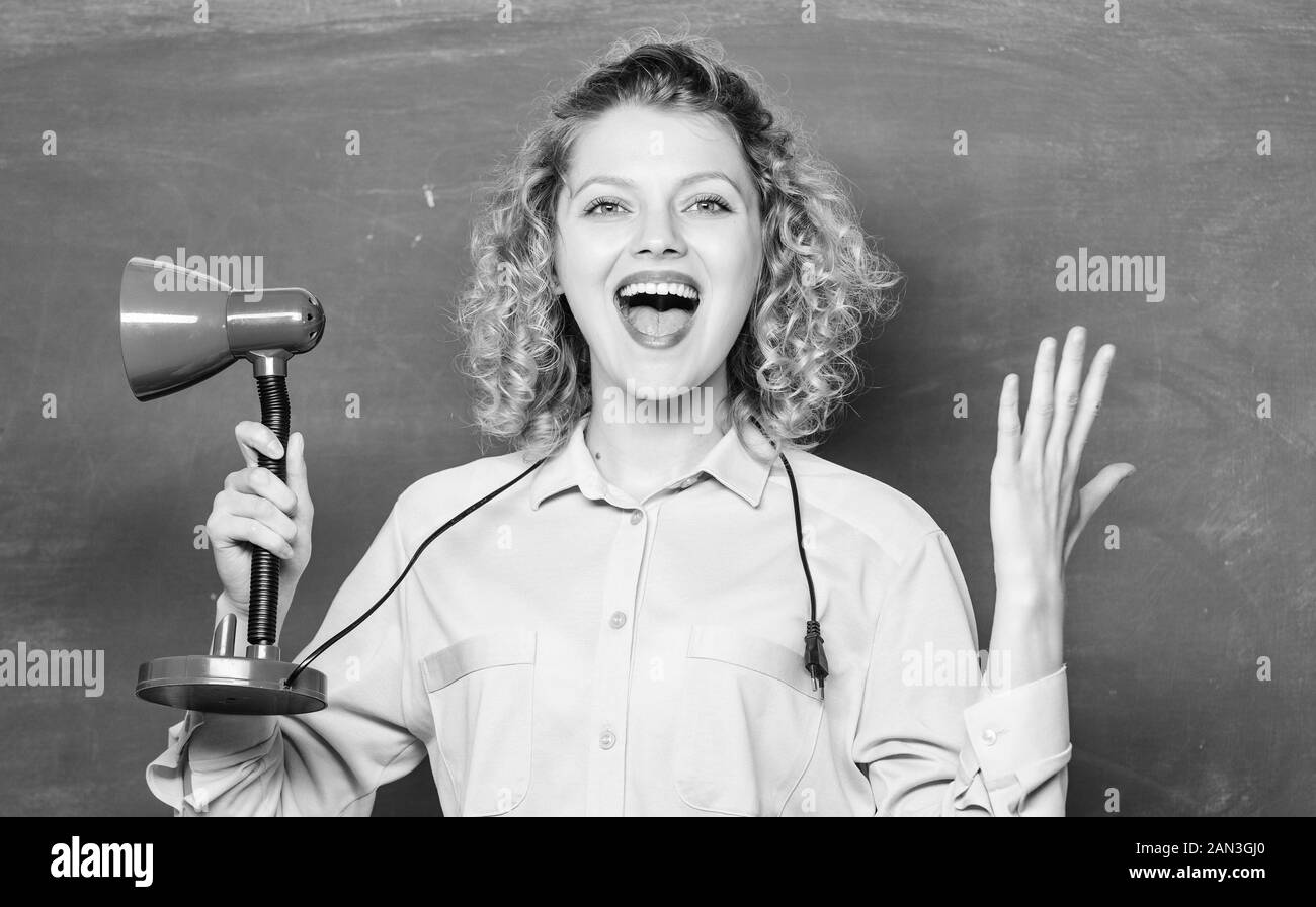 energy concept. enlightenment. idea and inspiration. teacher with lamp ...