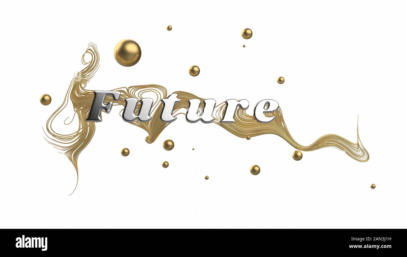 Abstract graphic composition with the word Future. behind the word are ...