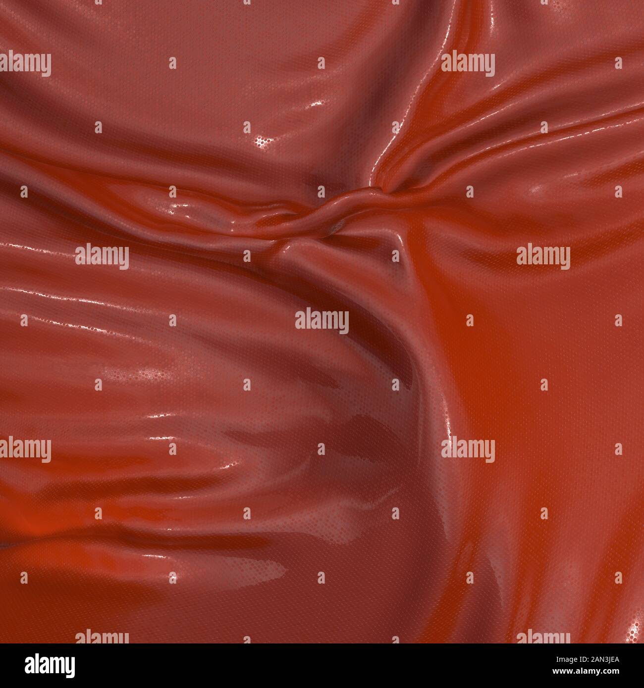 Abstract and shiny red luxury silk cloth in shape of liquid wave with ...