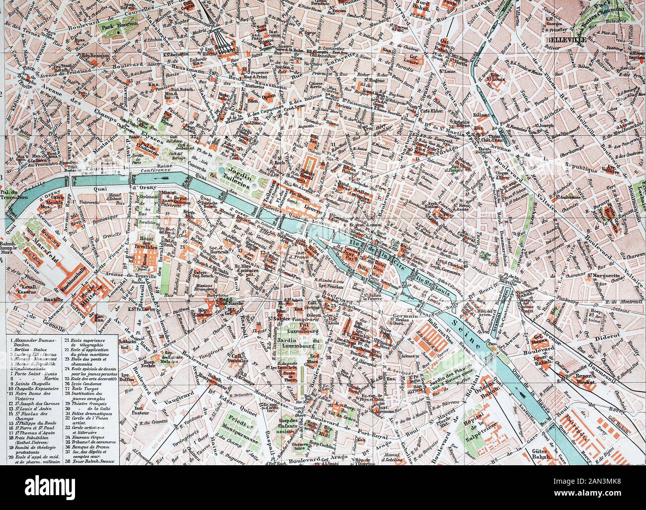 Paris map 19th century hi-res stock photography and images - Alamy