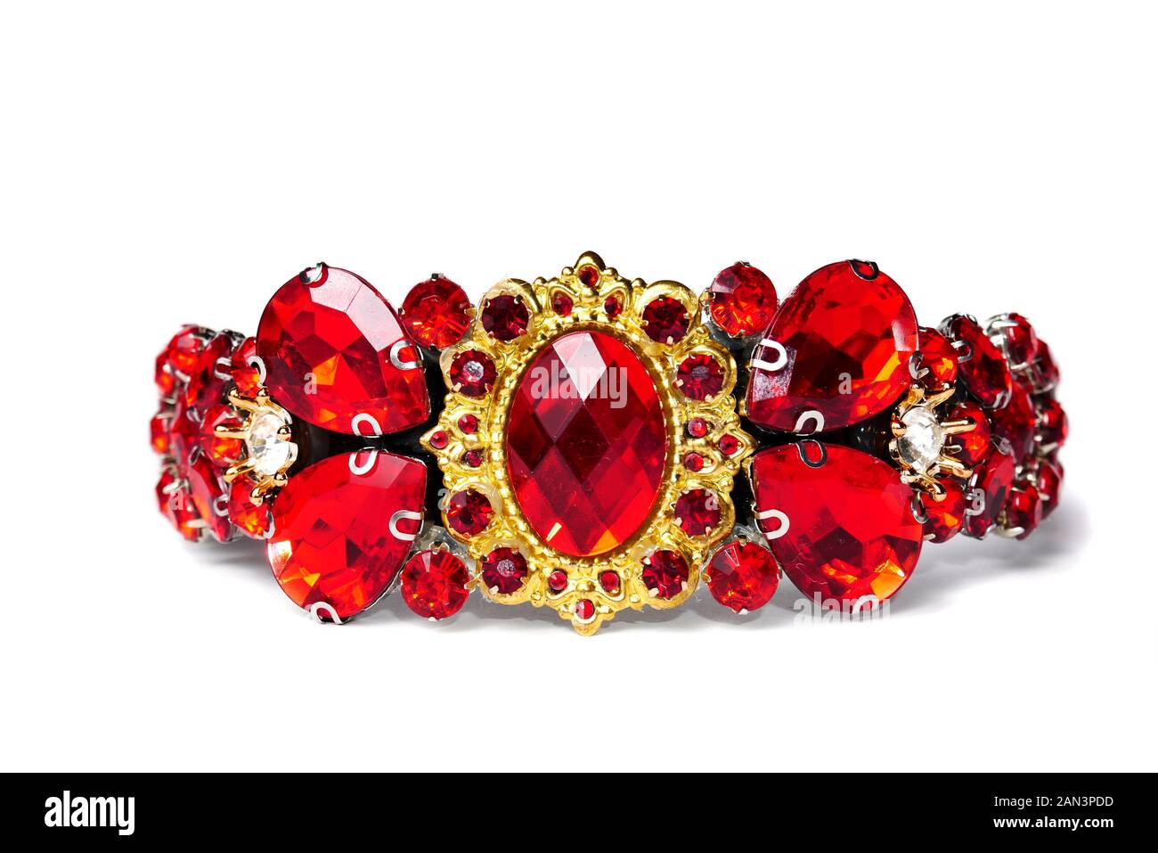 Queen antique crown diadem with red gemstones Stock Photo - Alamy