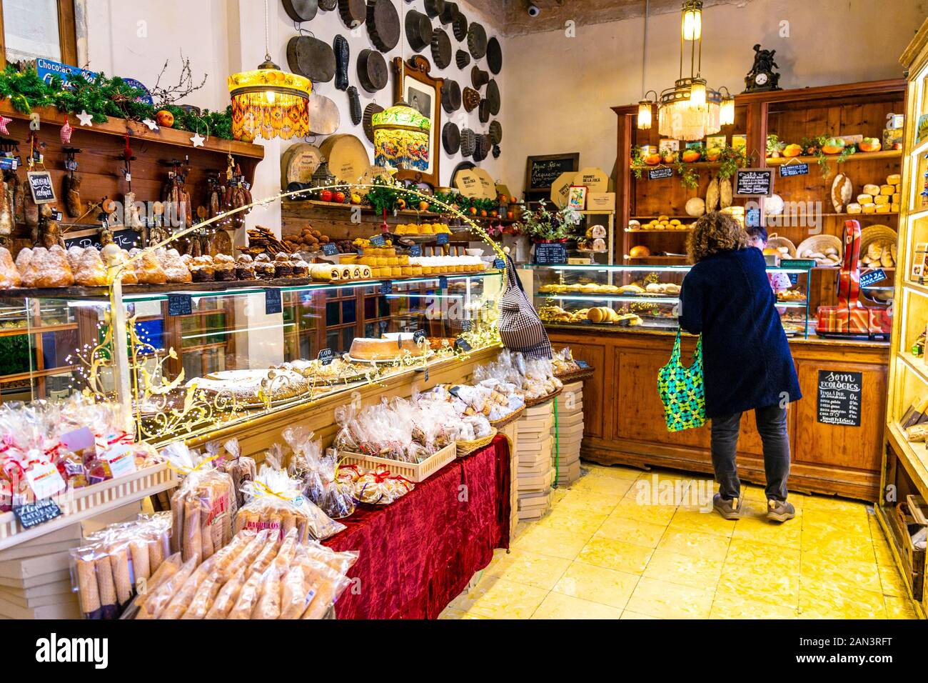 Interior of famous bakery Forn des Teatre in Palma, Mallorca, Spain ...