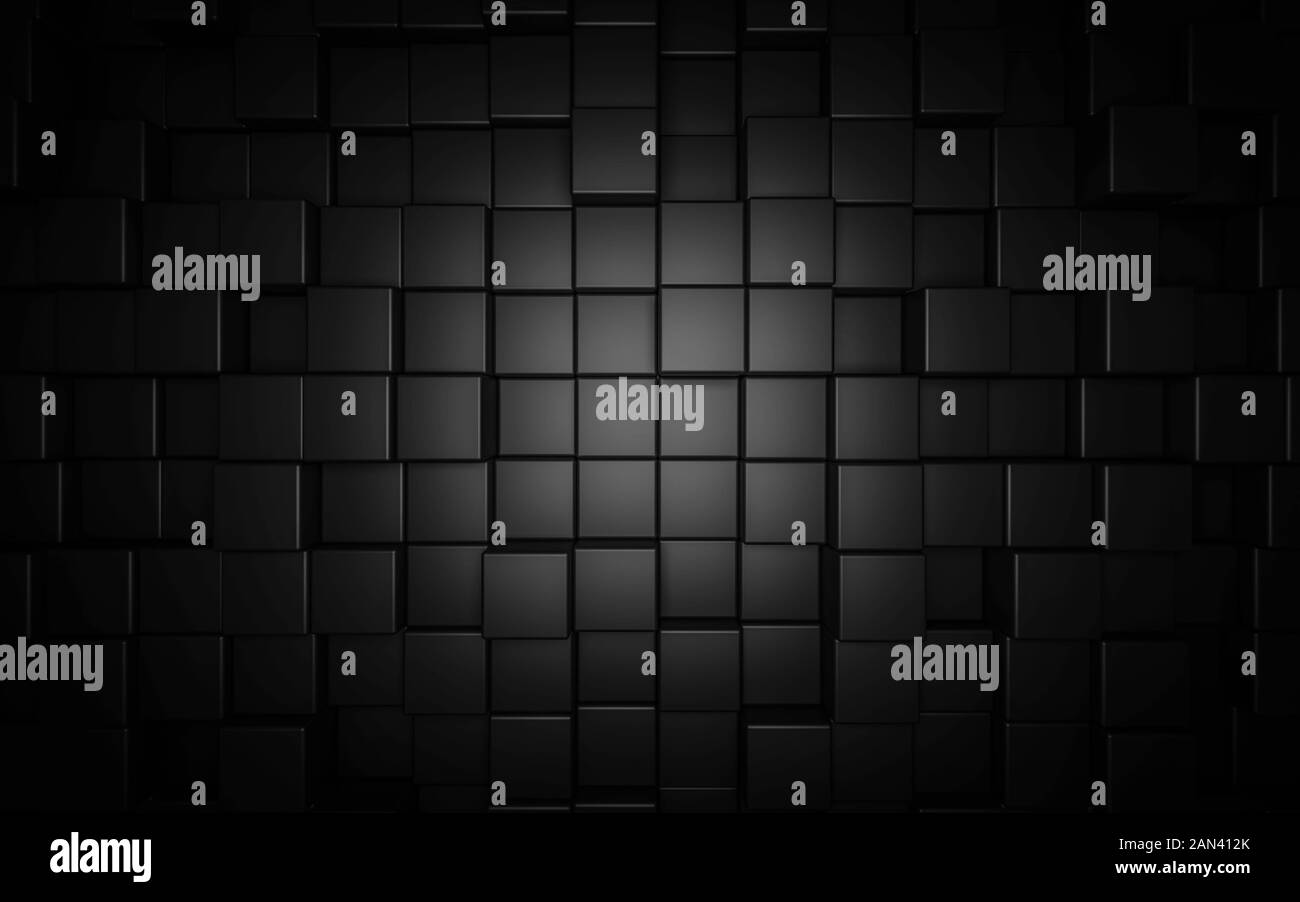 Black cube abstract texture with low key lighting background 3d ...