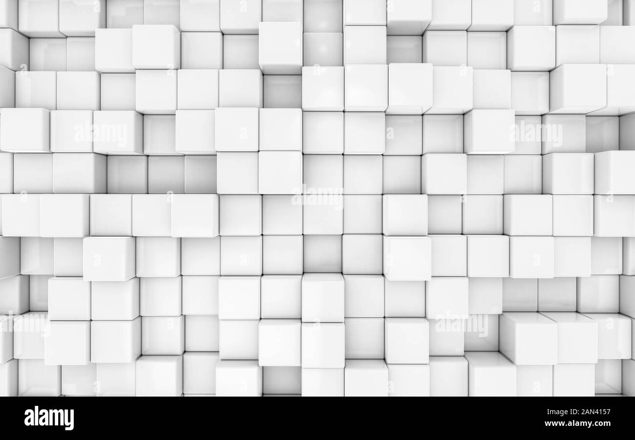 abstact white modern architecture background with white cubes 3d ...