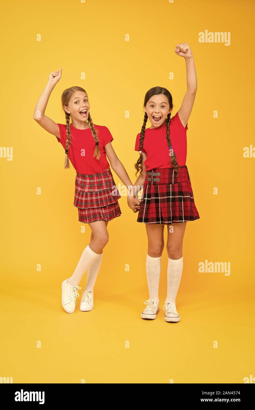 Scottish style. Kids girl wear checkered dresses. National holiday ...