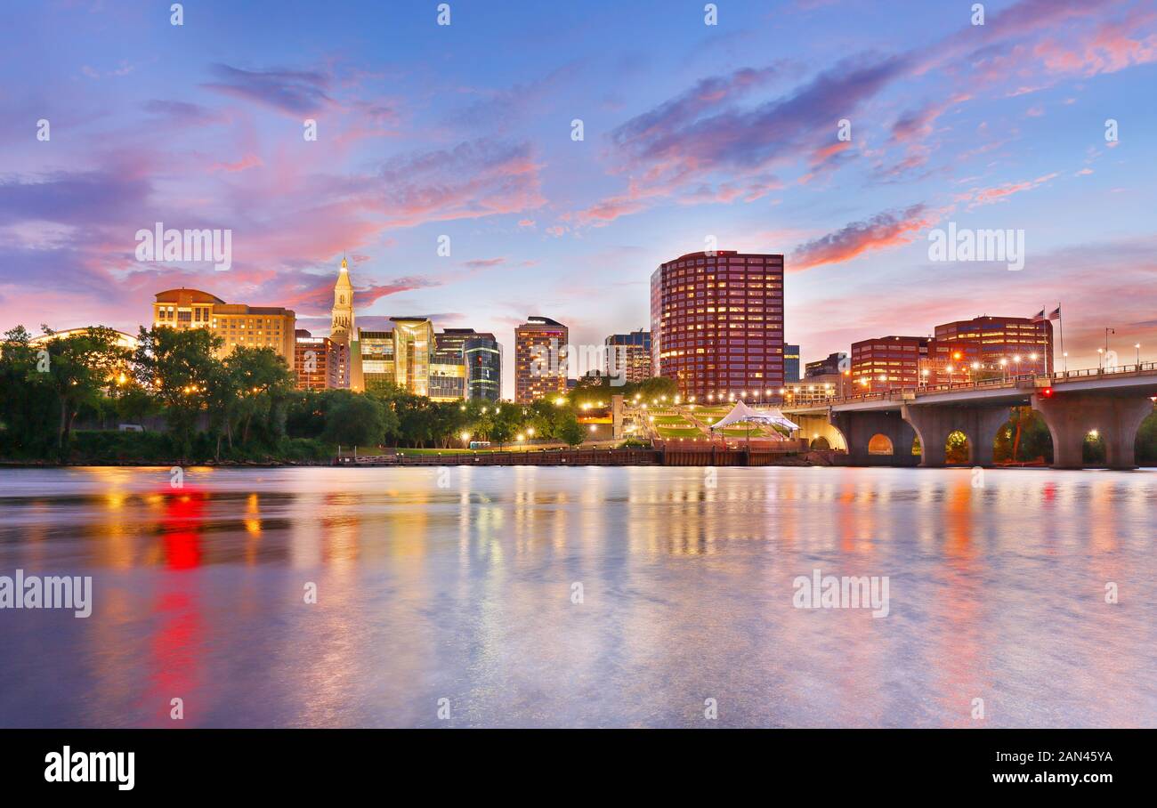 Beautiful sunrise over Connecticut River at Hartford Connecticut Stock ...
