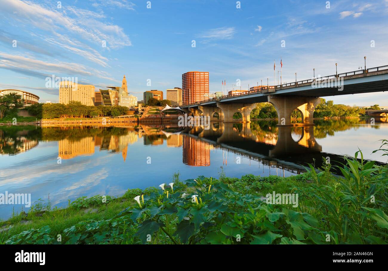 Beautiful sunrise over Connecticut River at Hartford Connecticut Stock ...