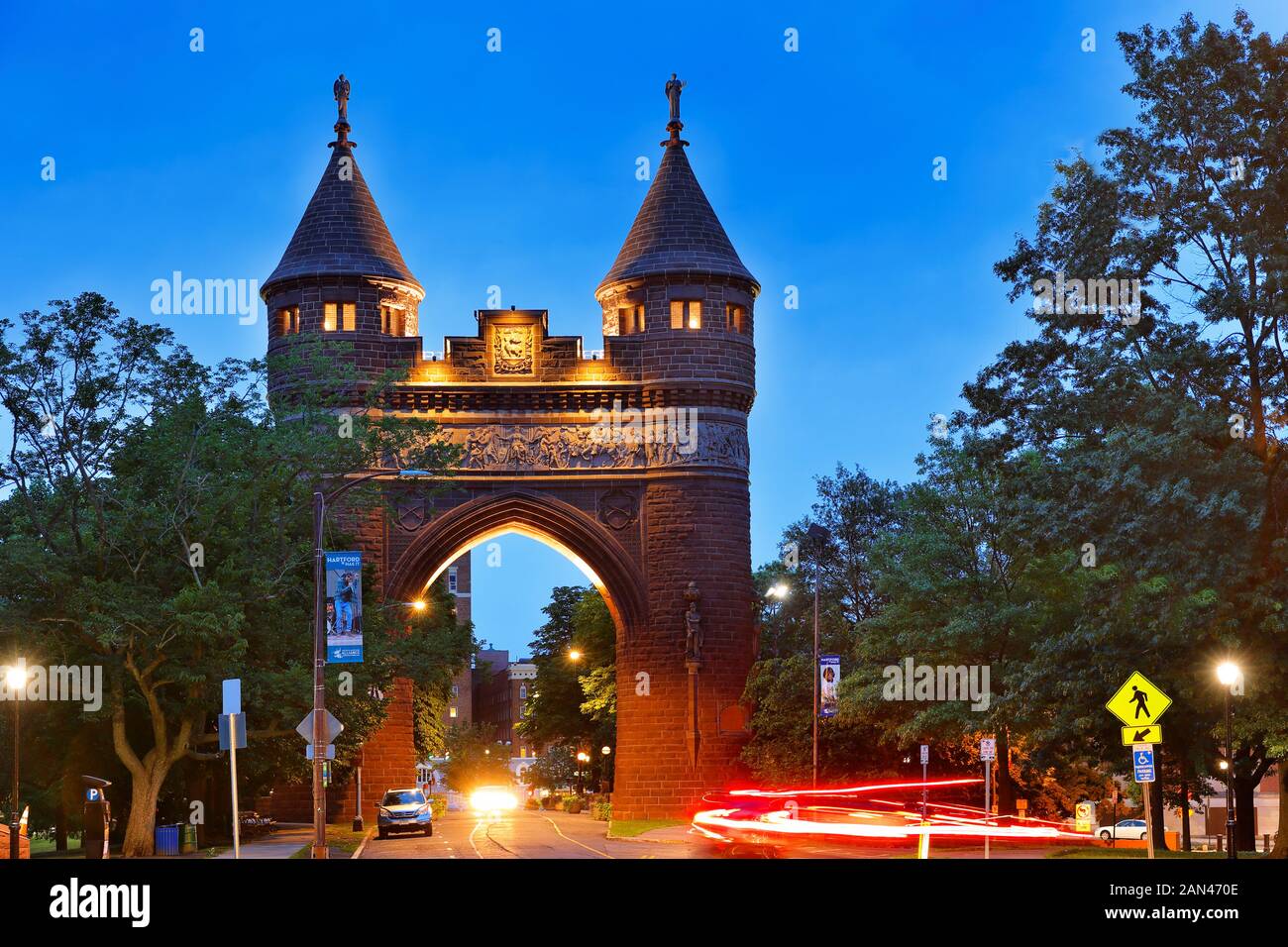Soldiers & Sailors Memorial Arch after Sunset, Hartford, CT Stock Photo ...