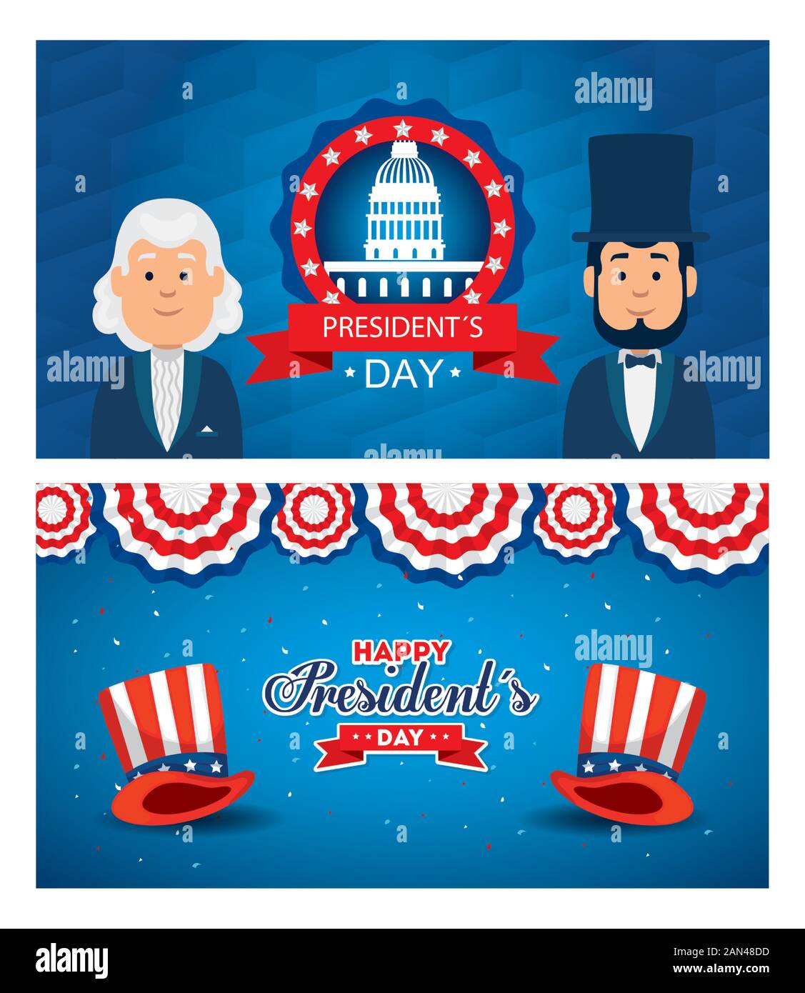 Men avatars cartoons of usa happy presidents day vector design Stock ...